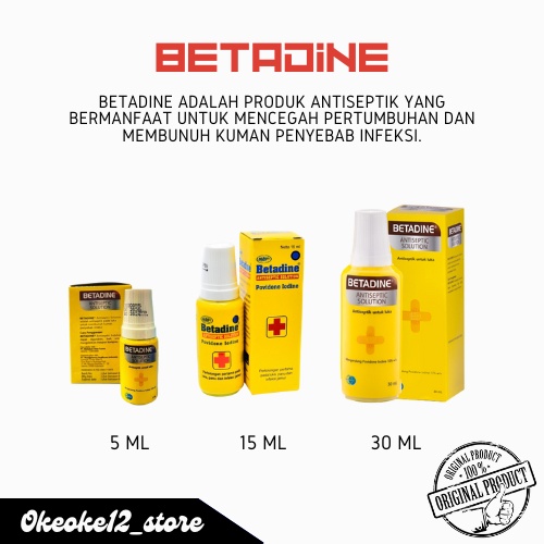 Jual Betadin antiseptic solution 5ml - 15ml & 30ml | Shopee Indonesia