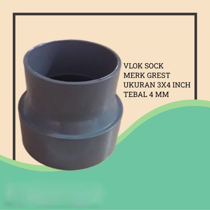 Jual VLOK SOCK 3 X 4 INCH GREST / REDUCER 3X4 INCH - FITTING PIPA PVC ...