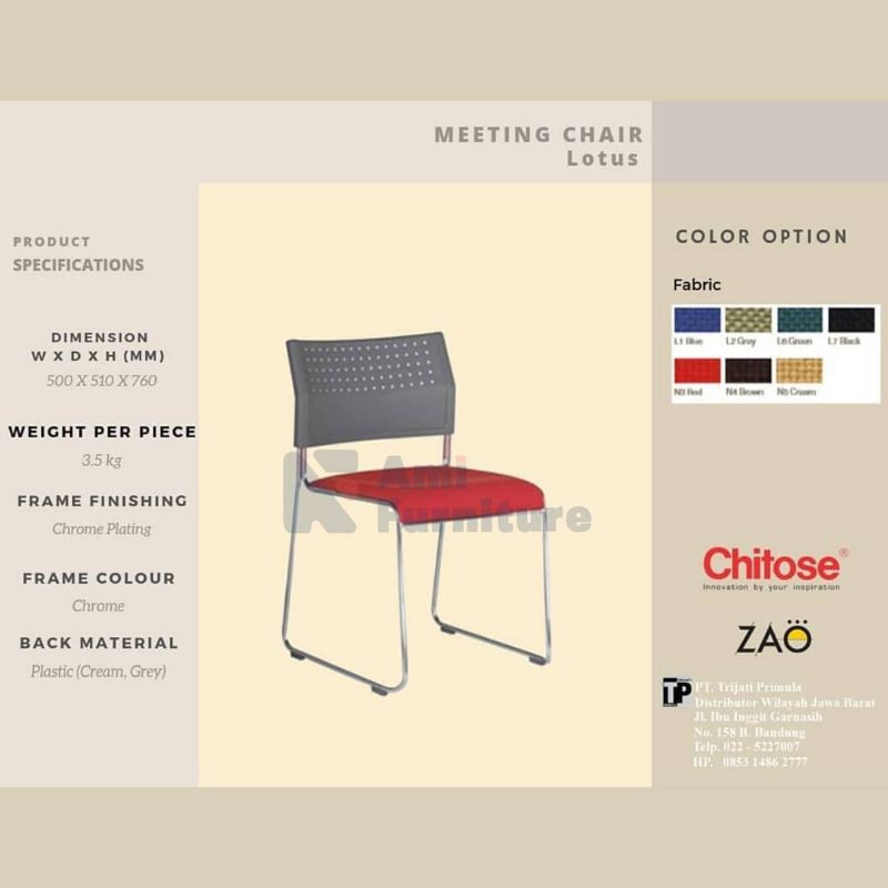 Jual Kursi Meeting Kantor/Kursi Kerja seri Lotus merk Chitose | Shopee Indonesia