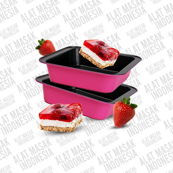 Jual Loyang Kue Kotak Set 2 Pcs Mini SQUARE CAKE PINK DAVC 18,5 x 16,7 ...