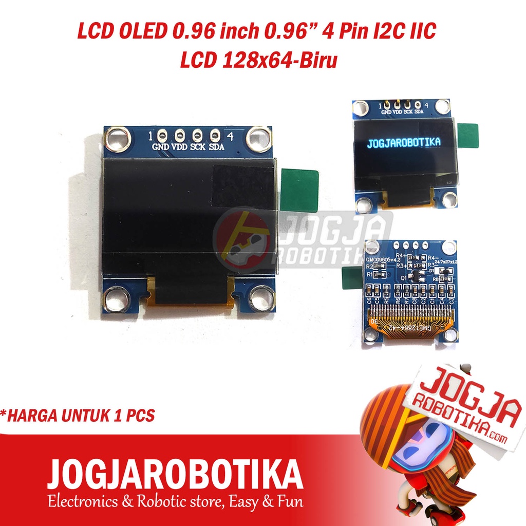 Jual LCD Oled Biru 0.96 Inch OLED I2C IIC 128x64 Blue | Shopee Indonesia