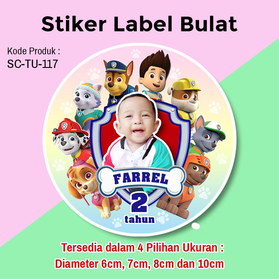 Jual STIKER LABEL ULANG TAHUN ANAK STICKER SOUVENIR TUMPENG MINI PAW ...