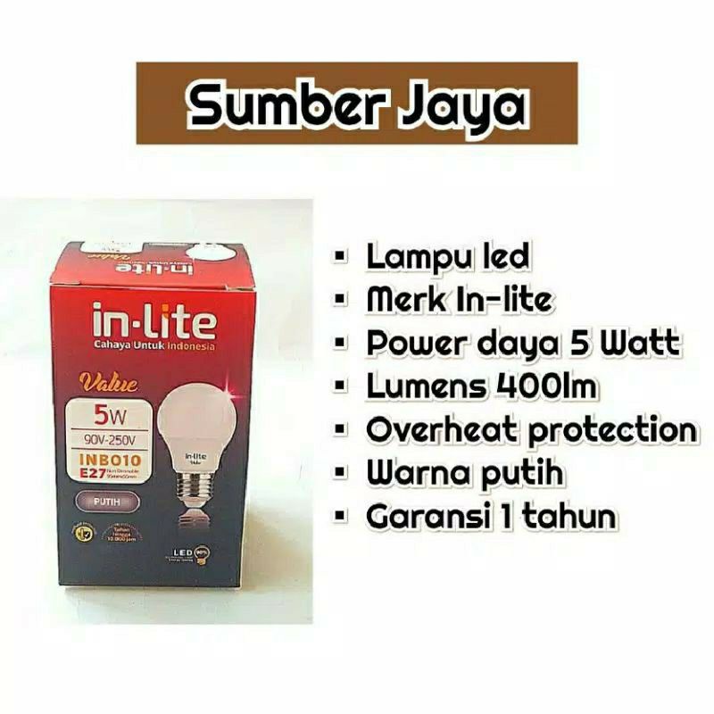 Jual Lampu LED 5w inlite murah terang grosir lampu 5watt inlite in lite ...