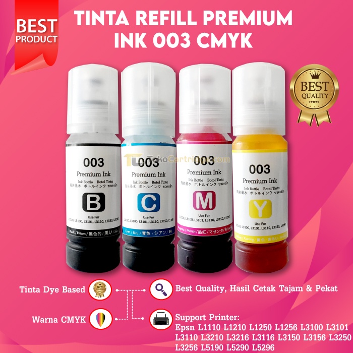 Jual Tinta Epson 003 T003 T-003 Original Hitam Biru Merah Kuning L1110 ...