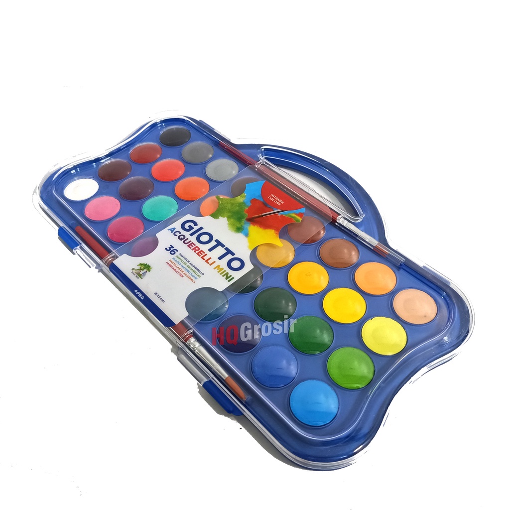 Jual Giotto Acquerelli Mini WaterColour Cake Cat Air 36 Warna Plus Kuas ...