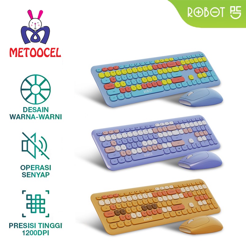 Jual ROBOT Premium Set Wireless Mouse & Keyboard Combo KM3300 Silent ...