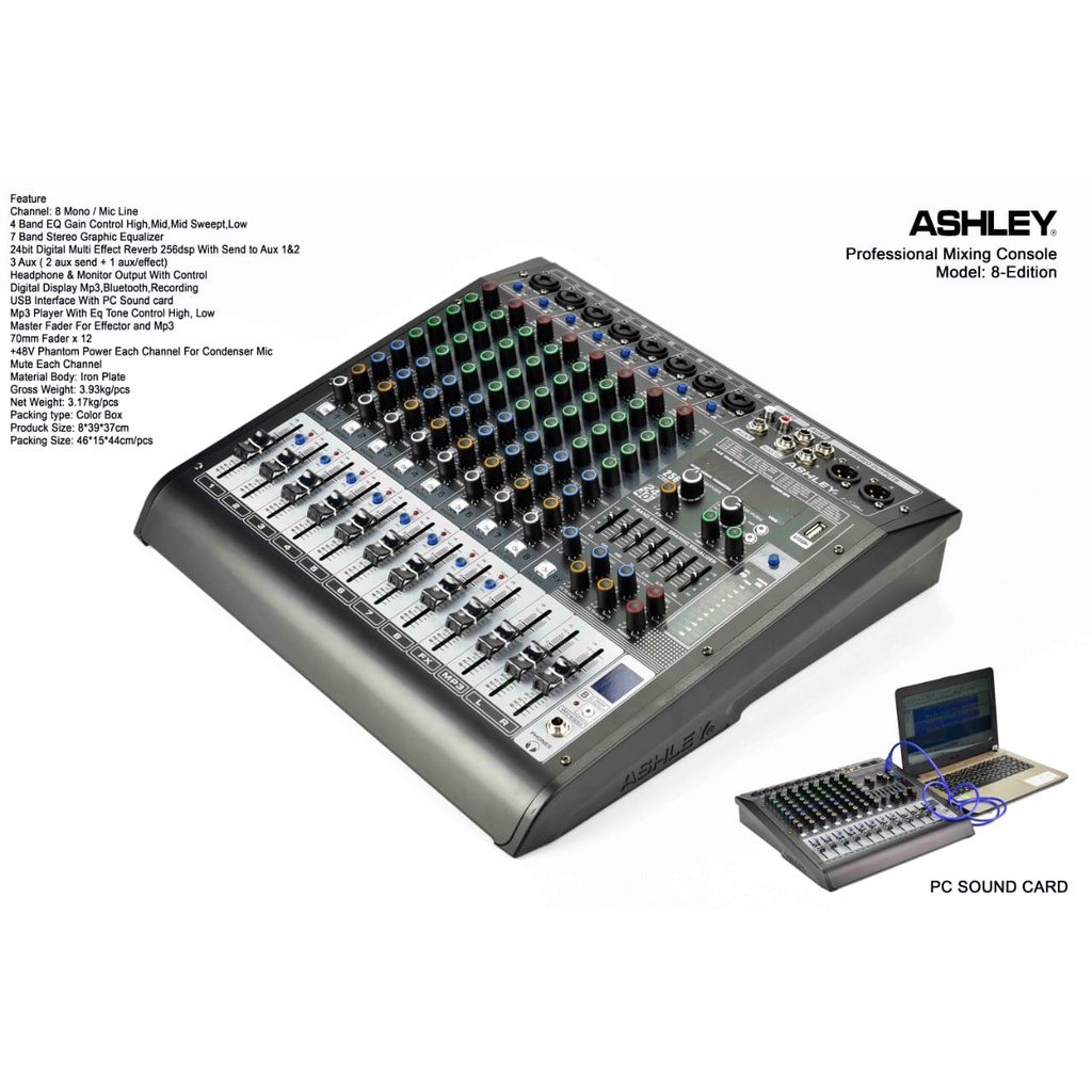 Jual Mixer USB Ashley New Edition 8 Channel PC Soundcard Recording Like ...