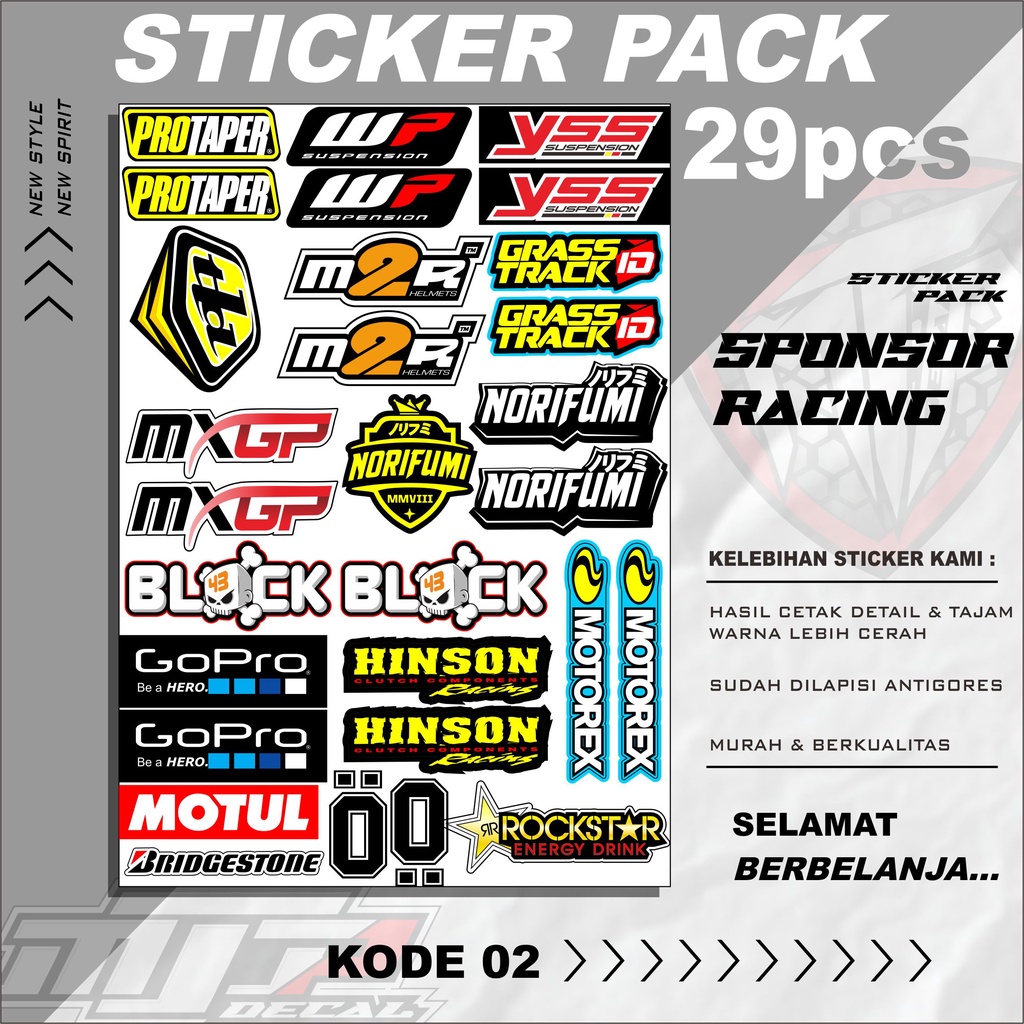 Jual (PALING DICARI) Sticker aesthetic Stiker Viral Logo Racing Sponsor ...