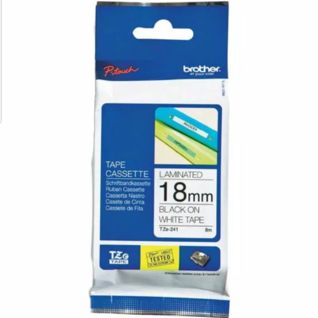 Jual Brother Label Tape TZe-241 Black On White 18mm X 8m Standard ...