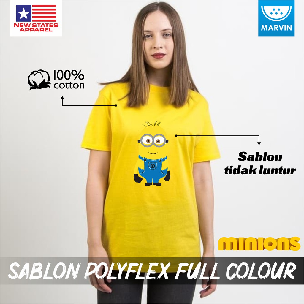 Jual Kaos Premium Kuning Daisy Karakter Minions Sablon Polyflex pod ...