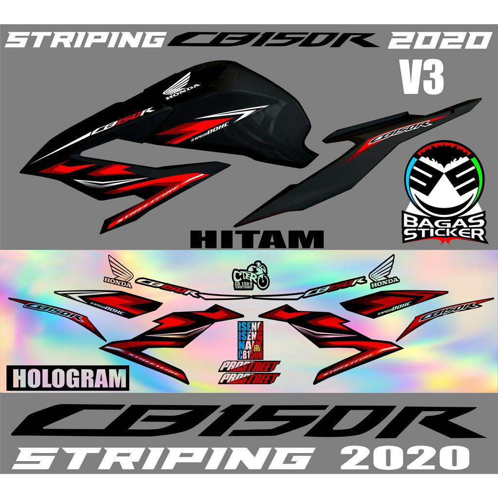 Jual Striping cb150r hologram v3 lis sticker cb 2020 HITAM MERAH PUTIH ...