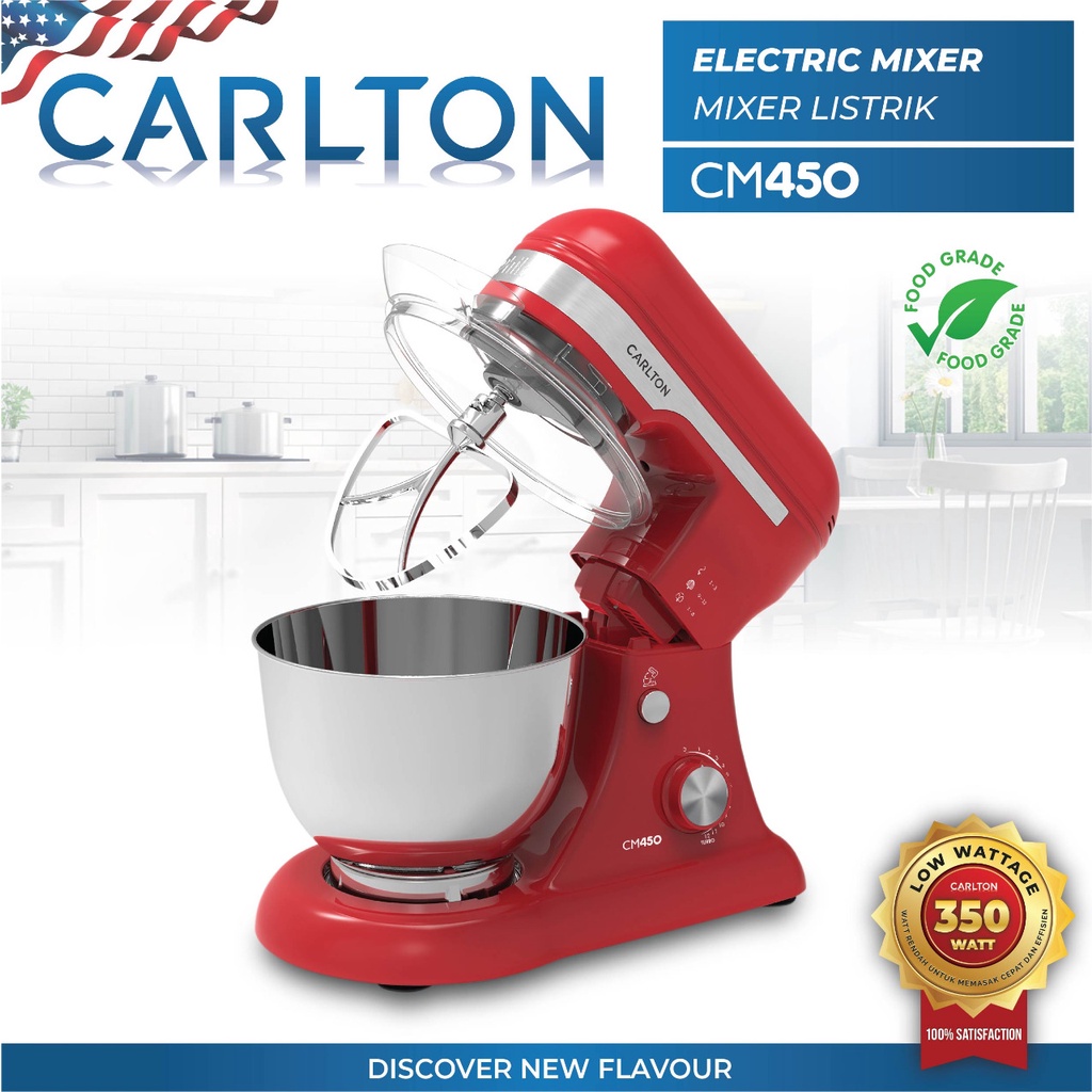 Jual CARLTON Mixer Listrik 4,5 Liter 350 Watt Stand Mixer Kue dan Roti ...