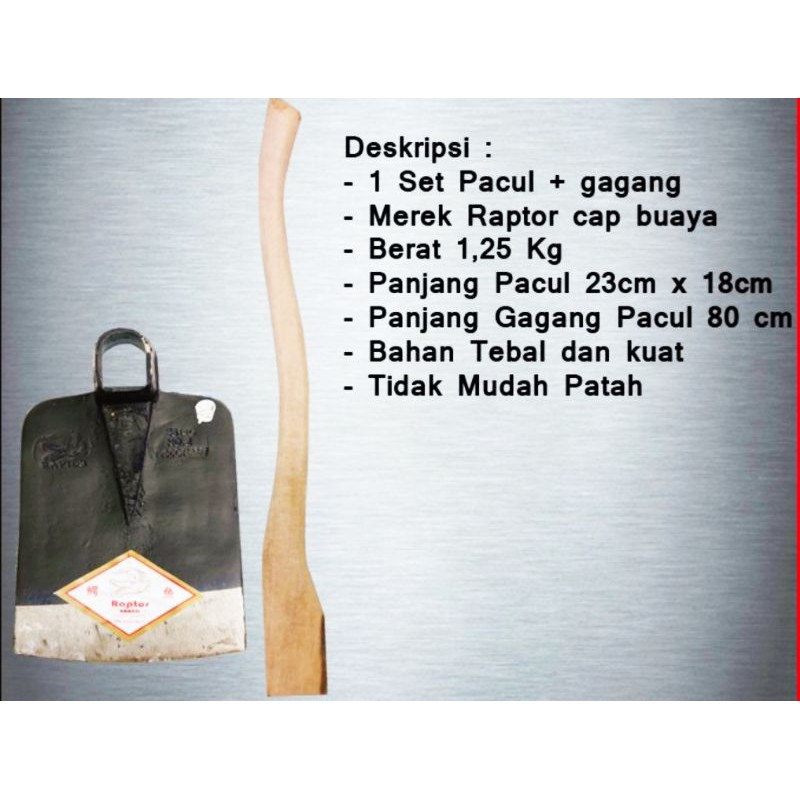Jual Paket Pacul cangkul Raptor Cap Buaya dan gagang kayu | Shopee ...