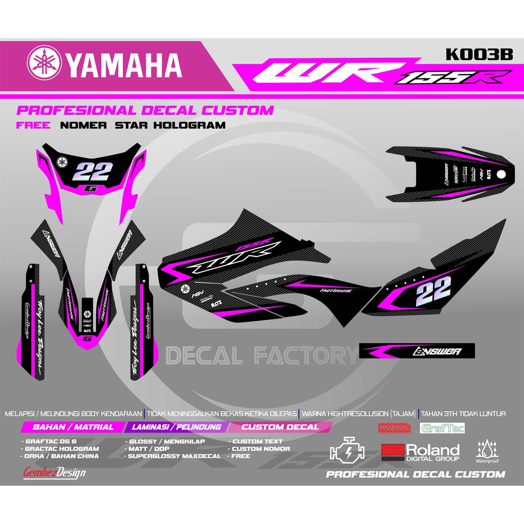 Jual STICKER DECAL YAMAHA WR 155 WARNAPINK KARBON HOLOGRAM KEREN Kode ...