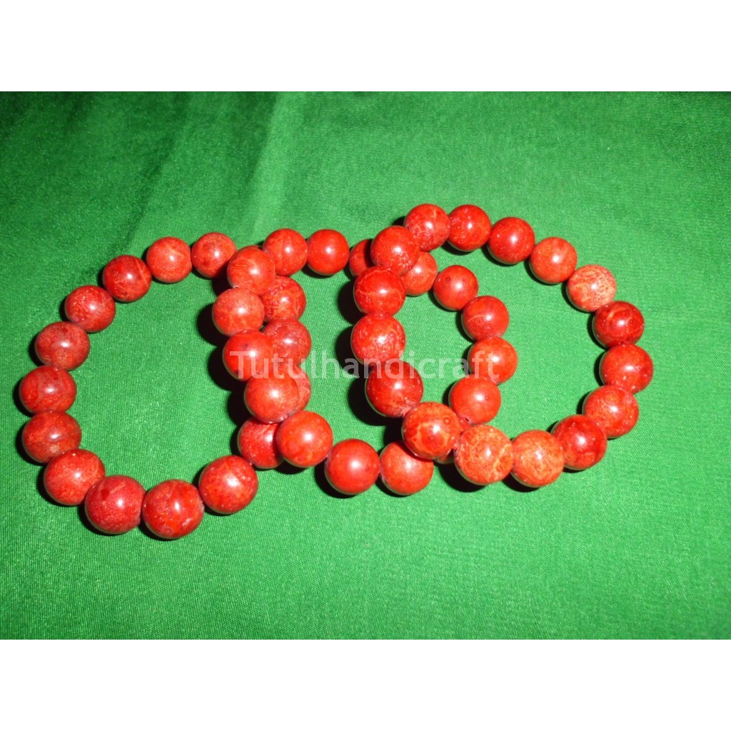 Jual Gelang Batu Marjan Red Coral Proses Resin Ukuran 14 mm | Shopee ...