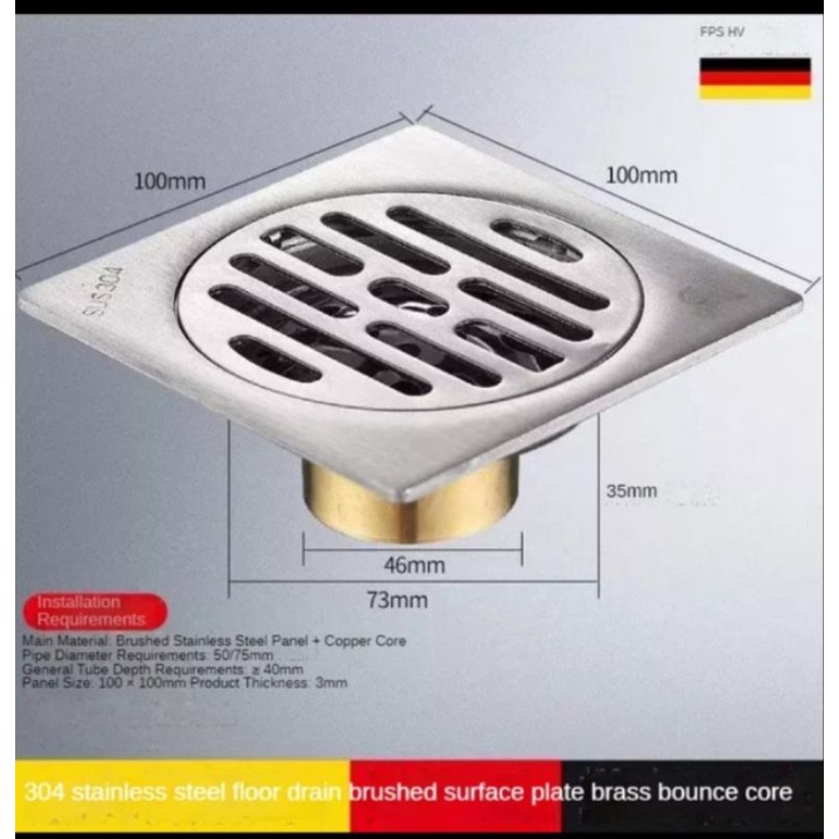 Jual Floor Drain stainless SUS 304 Anti Bau , serangga Anti banjir Gold black dan Chrome Katup ...
