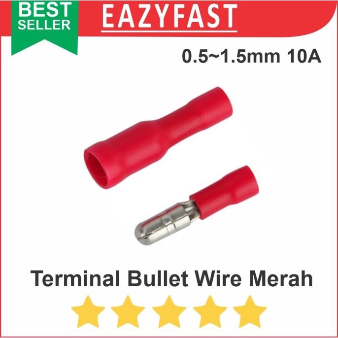 Jual Bullet Wire Red Connector Terminal Cable Skun Plug Banana Kabel ...
