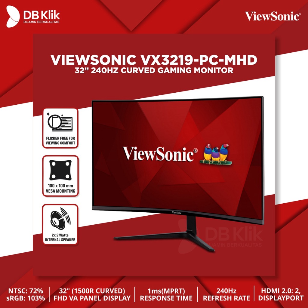 Jual LED Monitor Gaming VIEWSONIC VX3219-PC-MHD 31.5" Curved 240Hz FHD ...