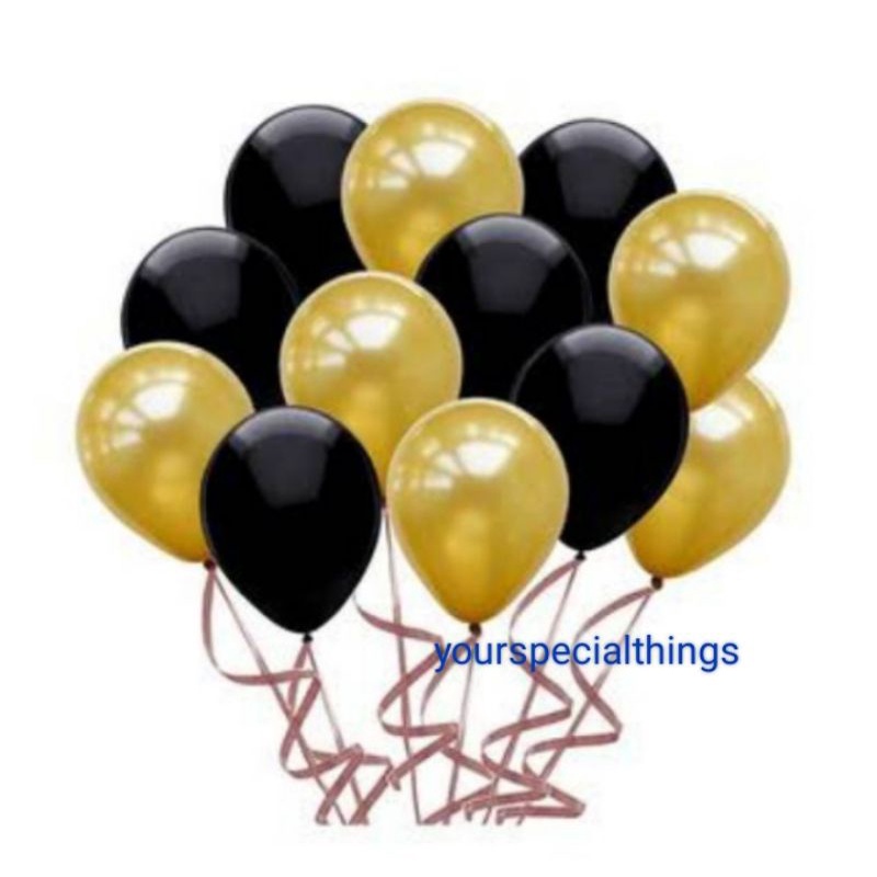 Jual (20PCS) BALON METALIK GOLD HITAM 12INCH | Shopee Indonesia