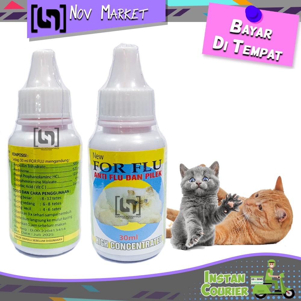 Jual Obat Kucing Bersin Flu Pilek Ingusan Hidung Berair FOR FLU 30ml ...