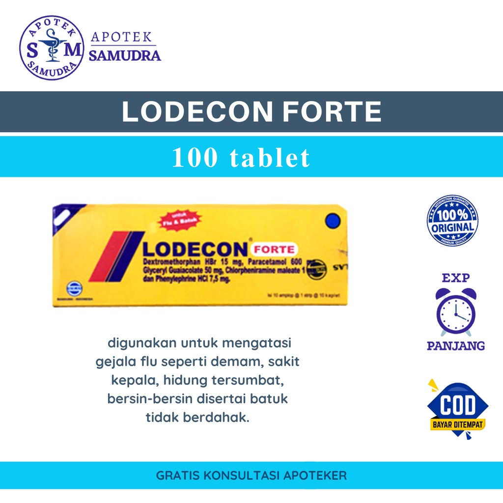 Jual LODECON FORTE Kaplet - Box isi 100 Kaplet (obat flu, obat demam ...