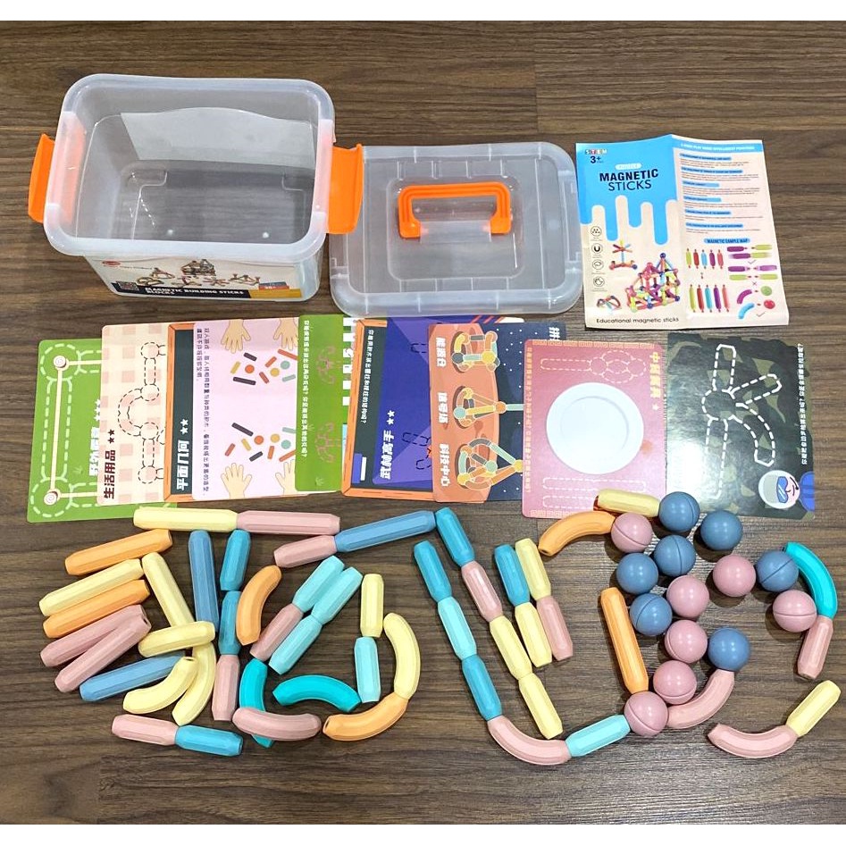 Jual MALOTOYS - Magnetic Sticks 39 54 78 Pcs PASTEL 39pcs 54pcs 78pcs ...