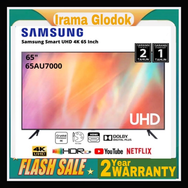 Jual Samsung Smart TV 65 Inch Crystal 4K UHD 65AU7000 / UA65AU7000 | Shopee Indonesia