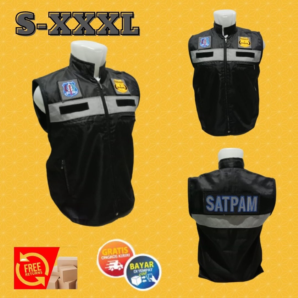Jual Rompi SECURITY dan Rompi SATPAM dari KAIN TASLAN/HITAM Multifungsi Bordir velcro Perekat ...