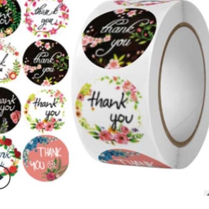 Jual Trendϟ Harga 1 roll (500 pcs) sticker label thank you dan handmade ...