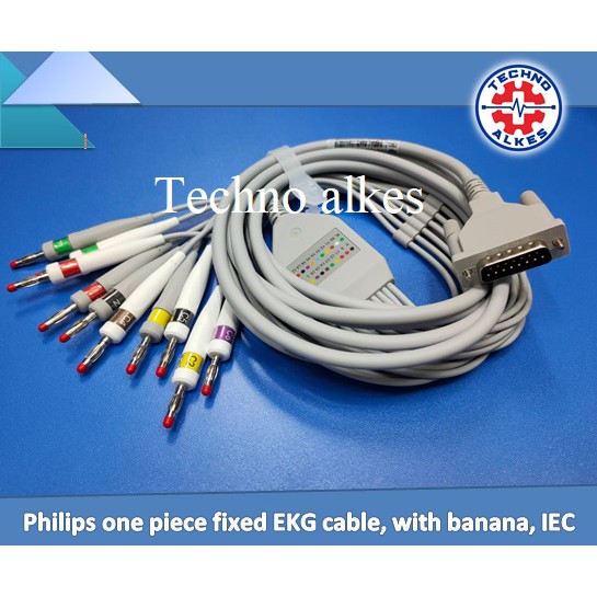 Jual Philips one piece fixed Direct EKG Cable, with banana, IEC / Kabel ...