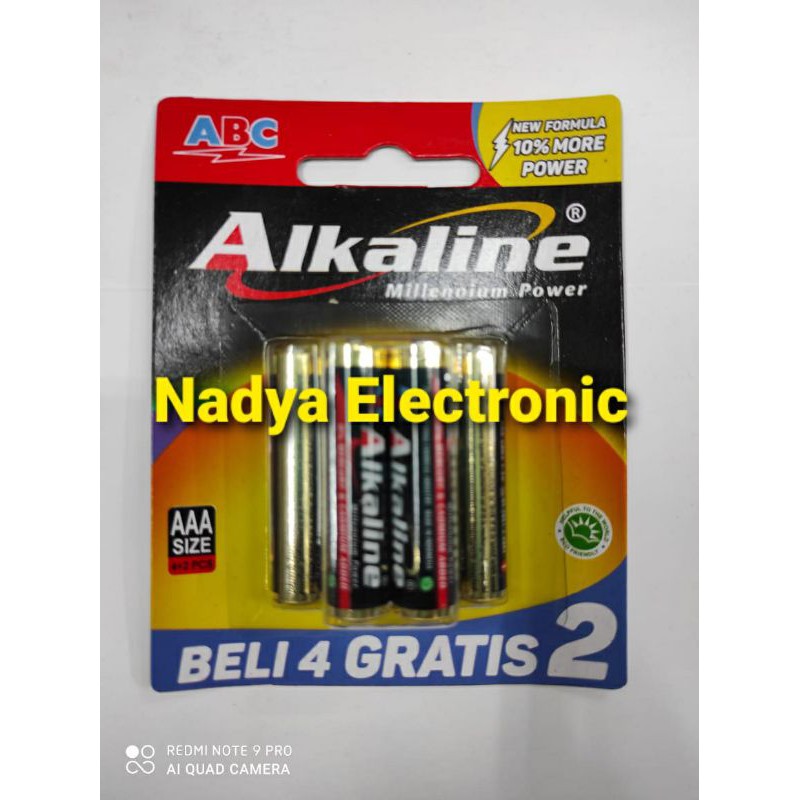 Jual BATERAI BATRE ABC ALKALINE AAA A3 ISI 6 ORI ASLI | Shopee Indonesia