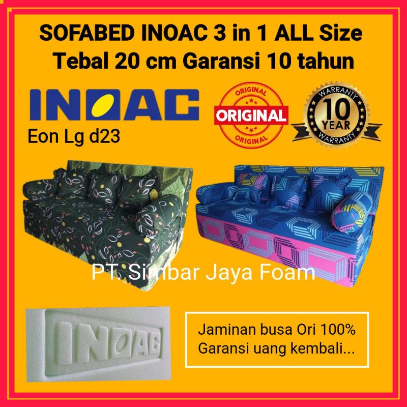 Jual Sofabed inoac tebal 20 sofa bed garansi 10tahun busa eon d23 warna ...