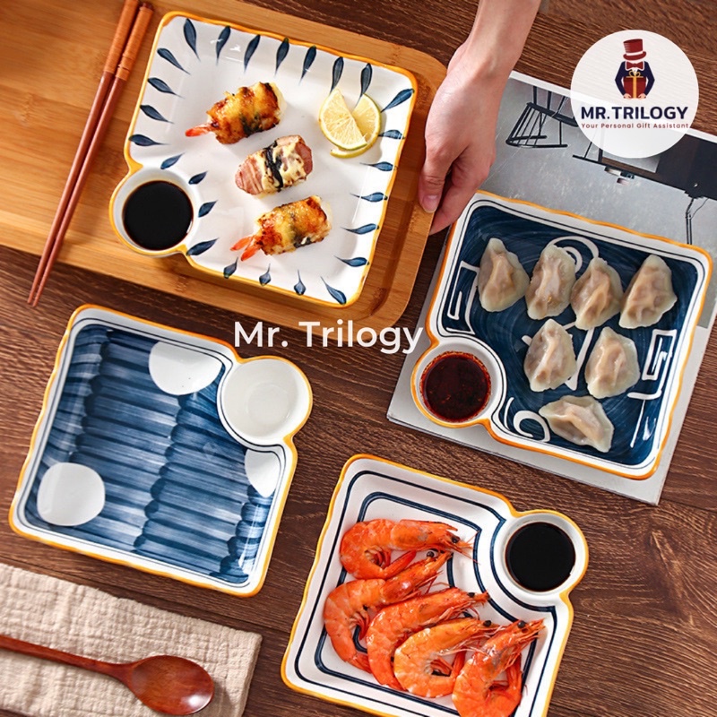 Jual PIRING MAKAN KERAMIK DIMSUM CANTIK TEMPAT SAUS PLATING JEPANG ...