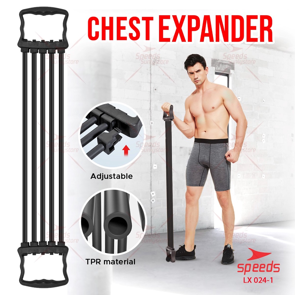 Jual SPEEDS Chest Expander Rubber Adjustable Chest Alat Fitness Gym ...