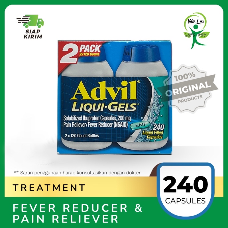 Jual Advil Liqui-Gels 200mg - 120 liquid filled caps (1 Botol) | Shopee ...