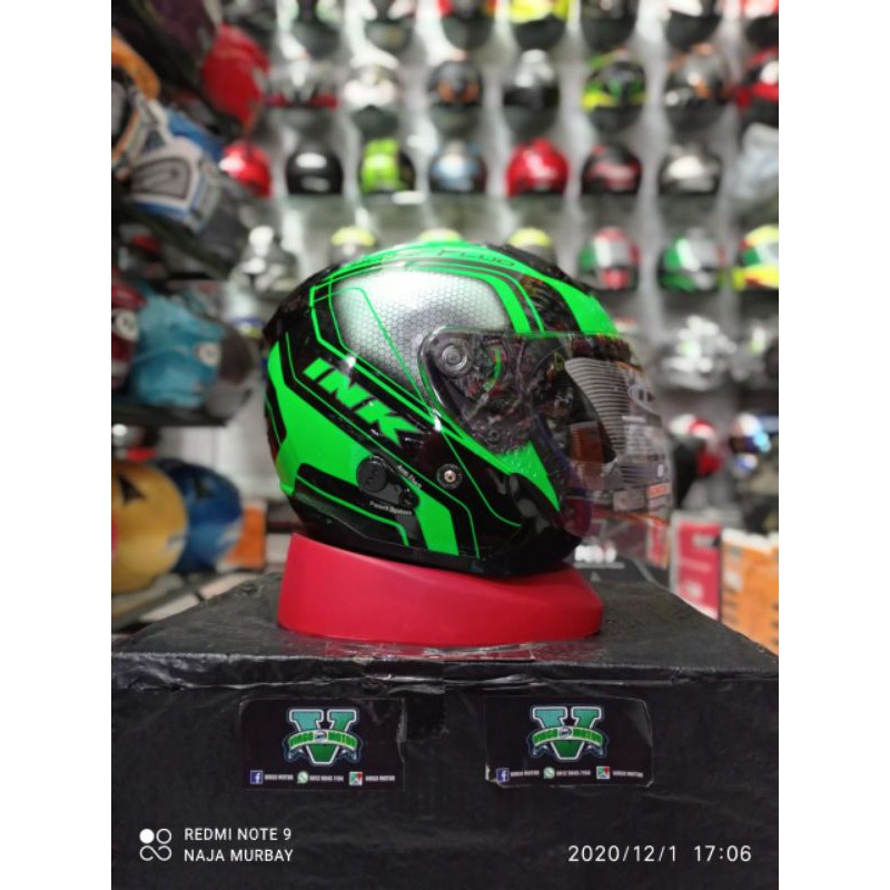 Jual HELM INK METRO 2 SE SUPER FLUO EDITION GREEN FLUO/BLACK (CLEAR ...