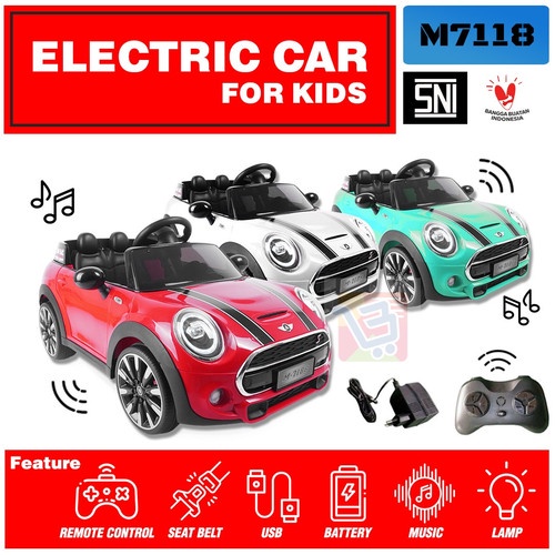 Jual Mainan Anak Mobil Listrik Aki Remote Control Mini Cooper Mortein ...