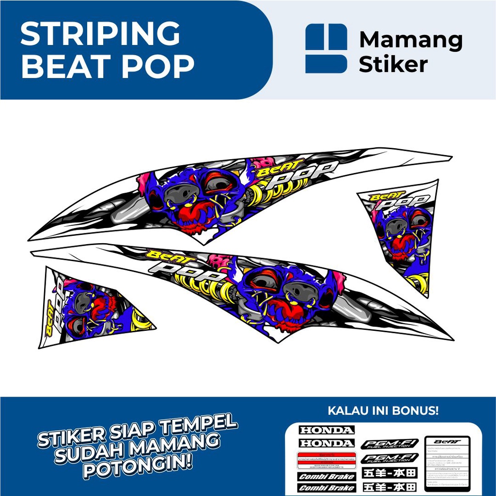 Jual STRIPING HONDA BEAT POP FULL BODY VARIASI 14 STITCH ZOMBIE/STIKER ...