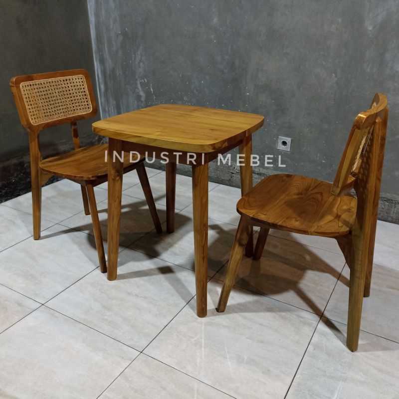 Jual Satu Set Meja Kursi Makan Cafe - Kursi Cafe Rotan - Meja Cafe Kopi Scandinavian | Shopee ...