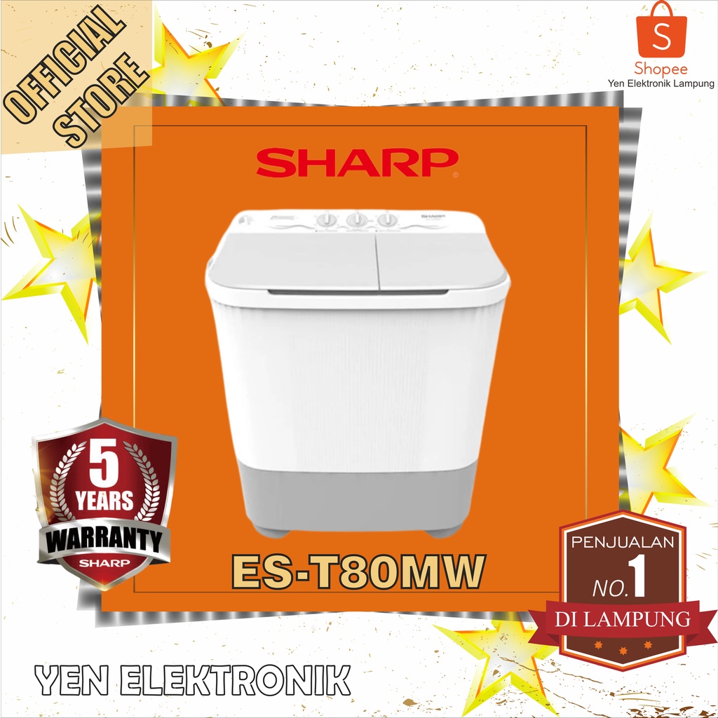 Jual Mesin Cuci Sharp ES T 80 MW 2Tabung 7KG Garansi Resmi Sharp | Shopee Indonesia