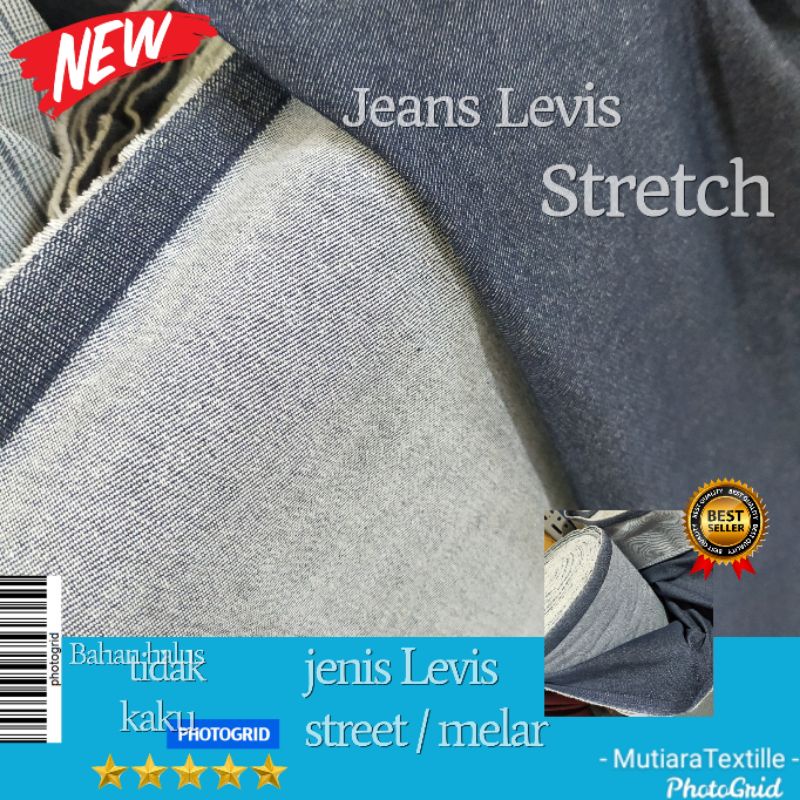 Jual kain jeans Levis denim street / bahan kain Levis jeans street ...