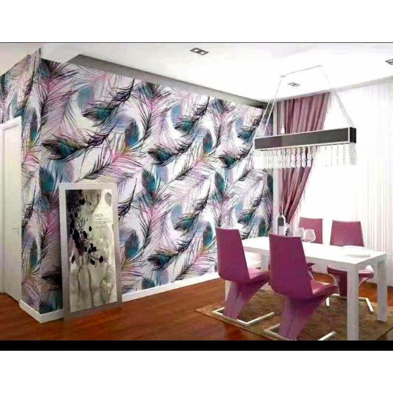 Jual Grosir Murah Wallpaper Sticker Dinding Warna Dasar Purih Motif