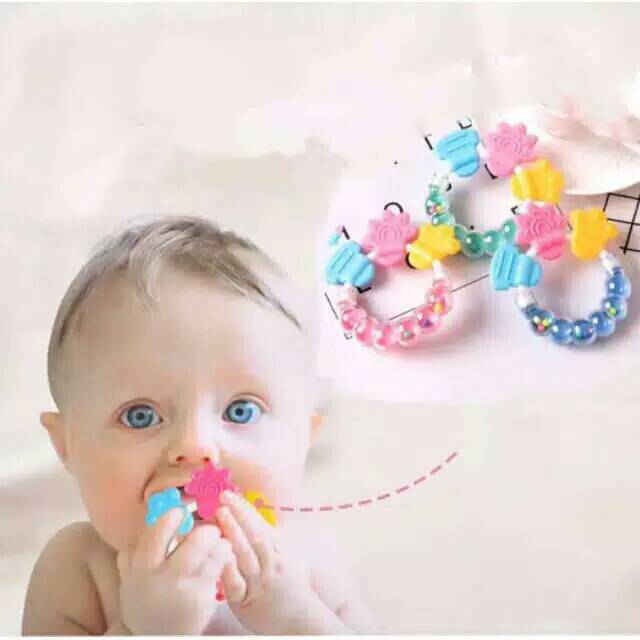 Jual Mainan Gigitan Anak Bayi Teether RATTLE Bunyi KERINCING | Shopee ...