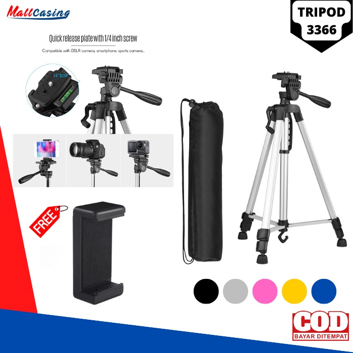 Jual TRIPOD CAMERA 3366 YUNTENG ORIGINAL TRIPOD HP + HOLDER CAMERA DV SLR PORTABLE LIVE FULL ...