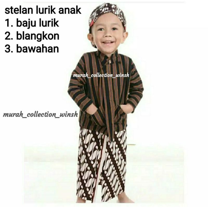Jual Stelan baju lurik anak laki laki + bawahan + blangkon anak / Baju ... Jual Stelan baju lurik anak laki laki + bawahan + blangkon anak / Baju ...