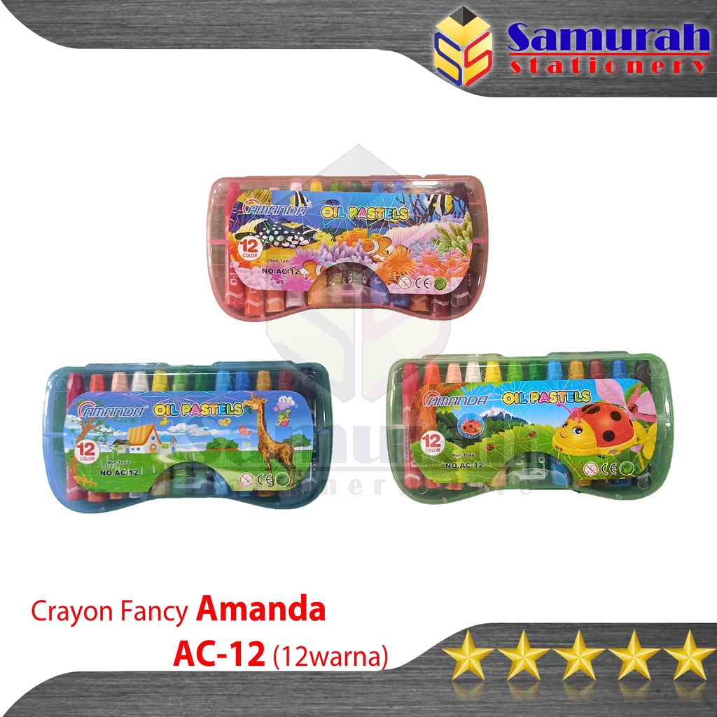 Jual Crayon Fancy Murah isi 12 Warna / Krayon Minyak Motif 12 Batang ...