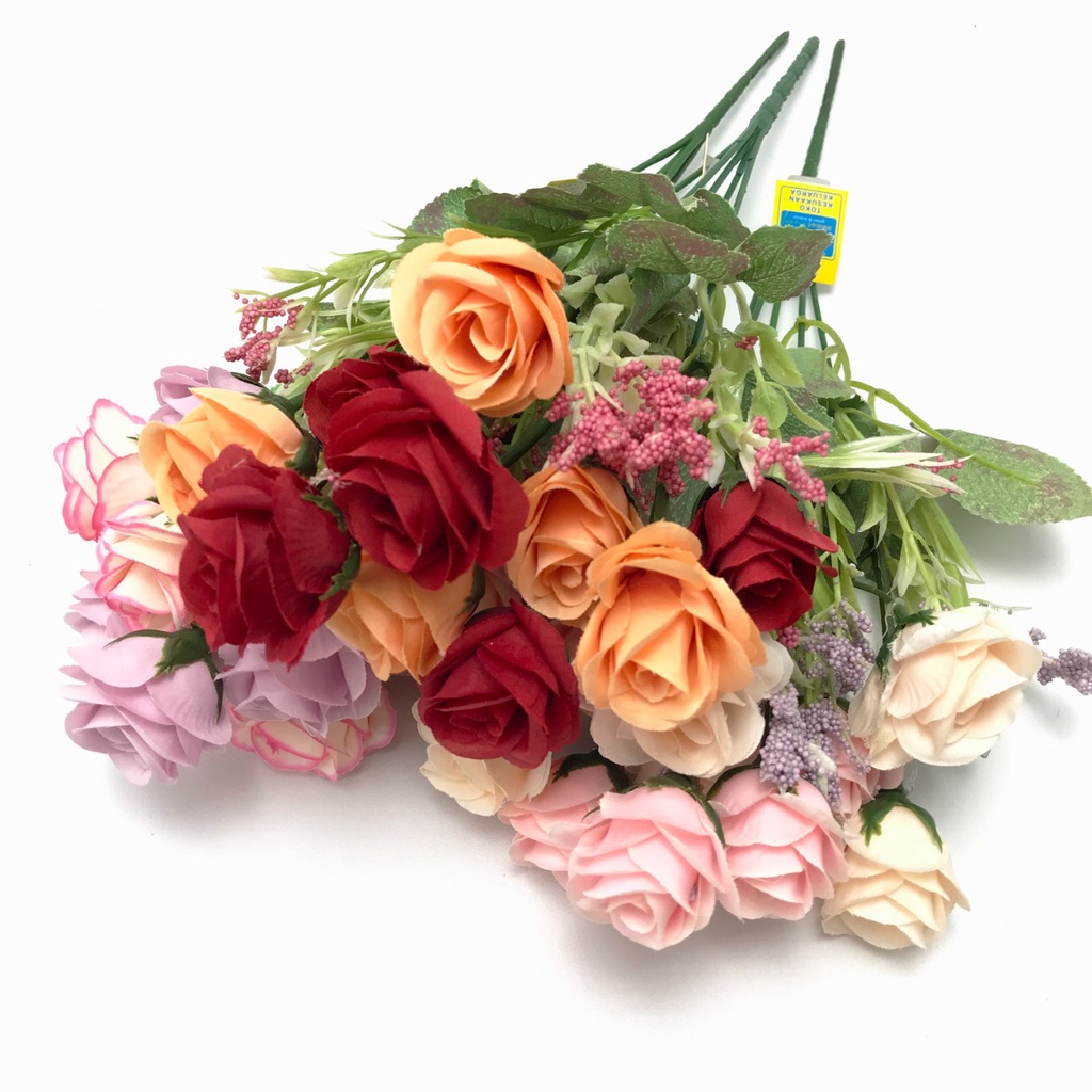 Jual Mawar Artifisial 35 cm, 9 kepala/ Mawar Plastik/ Bunga Palsu ...