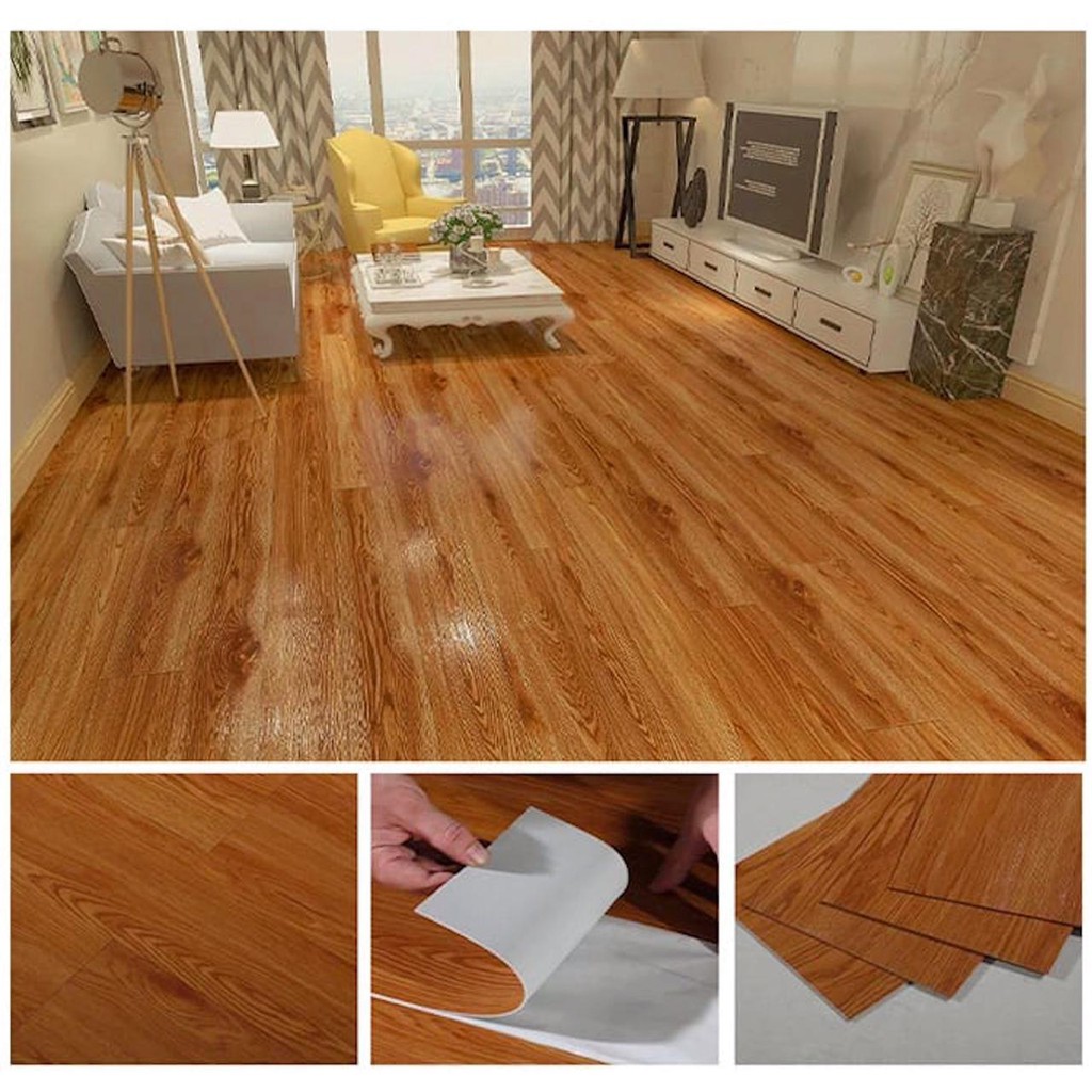 Jual [1KG MUAT 12 PCS ]Vinyl Lantai Kayu Tebal Premium Floor Wallpaper ...