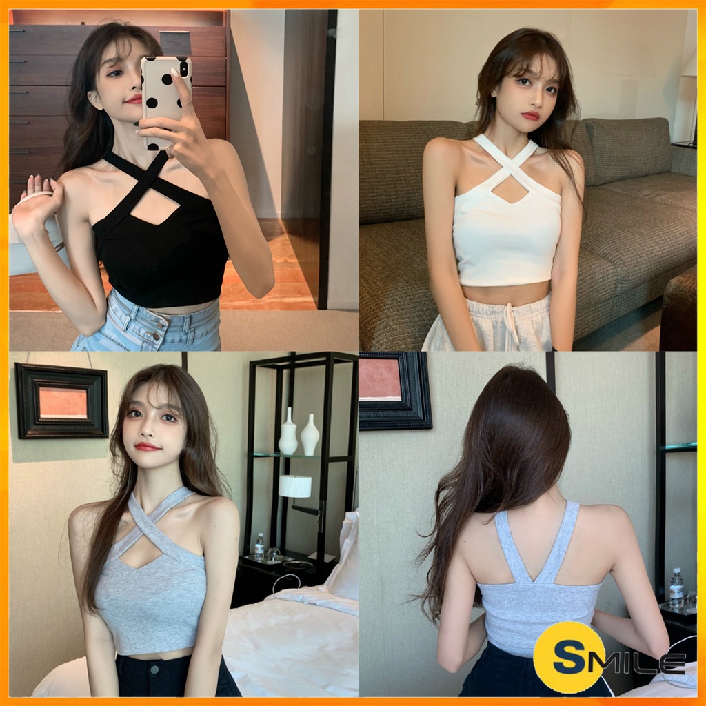 Jual Smile Crop Top Wanita Bahan Baju Rajut Wanita Style Korea 4053 ...