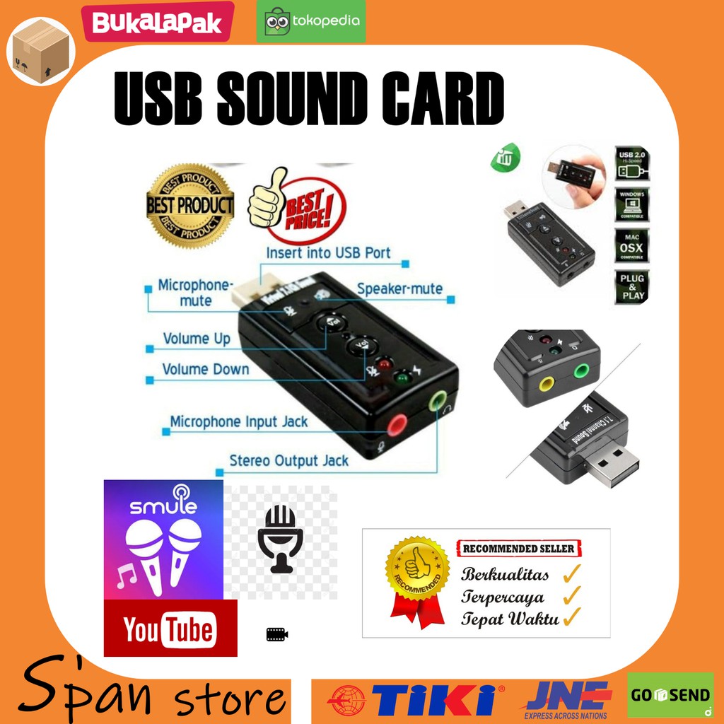 Jual Usb Sound Card 7.1 Channel Untuk Rekaman -Audio- DLL | Shopee ...